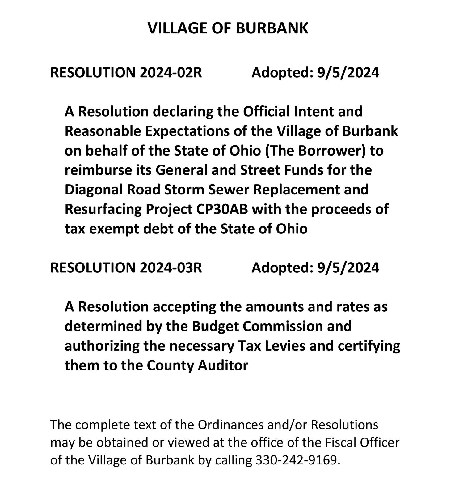 Village of Burbank, Ohio